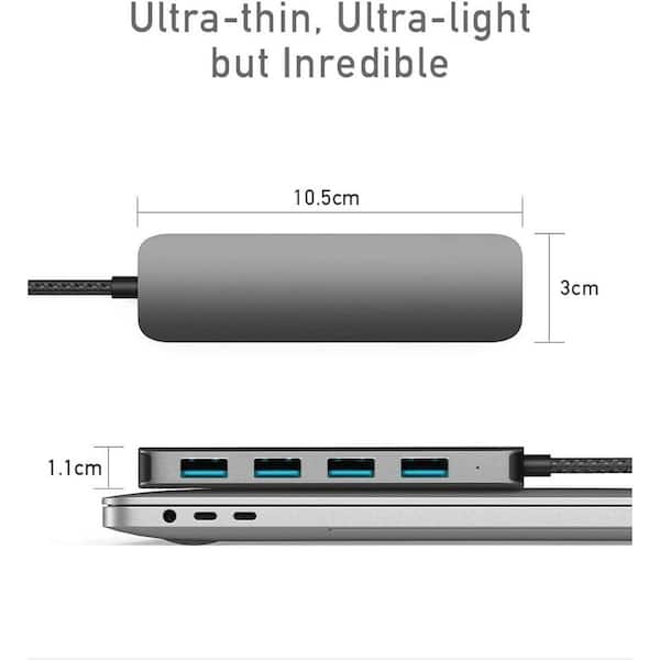 Lukyamzn USB C to USB Hub Multiport Adapter Aluminum 4 Ports Splitter ...