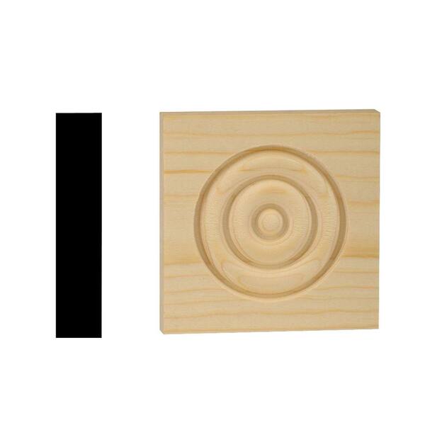Woodgrain Millwork 3-3/4 in. x 3-3/4 in. x 3-3/4 in. Solid Pine Rosette ...