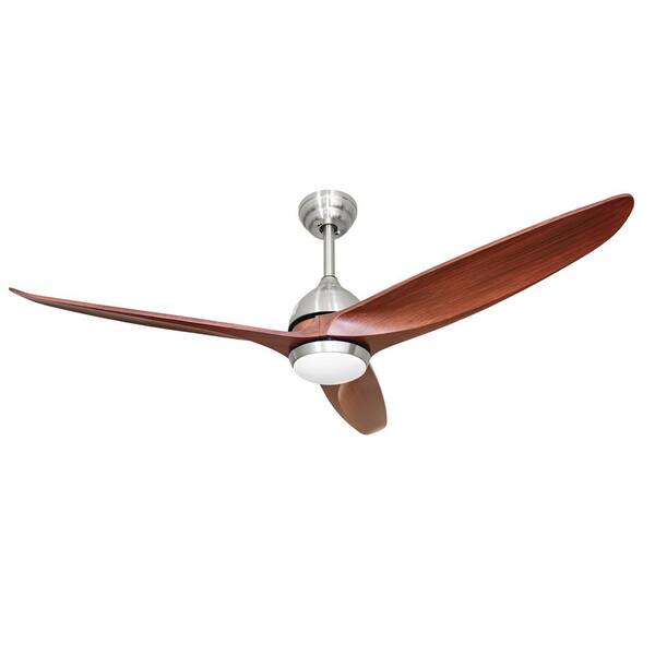 LINJO 52 in. Smart Indoor Nickel Ceiling Fan with 3-Colors LED Light ...
