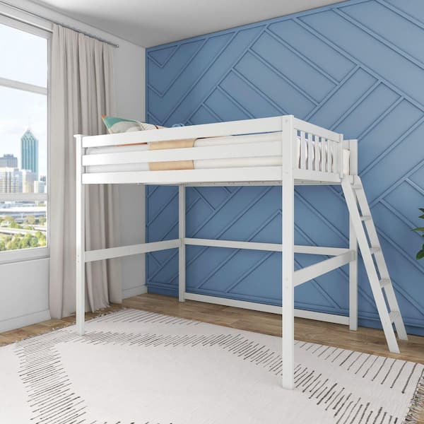 Max & Lily White Full Wood High Loft with Ladder on End 180457-002 ...