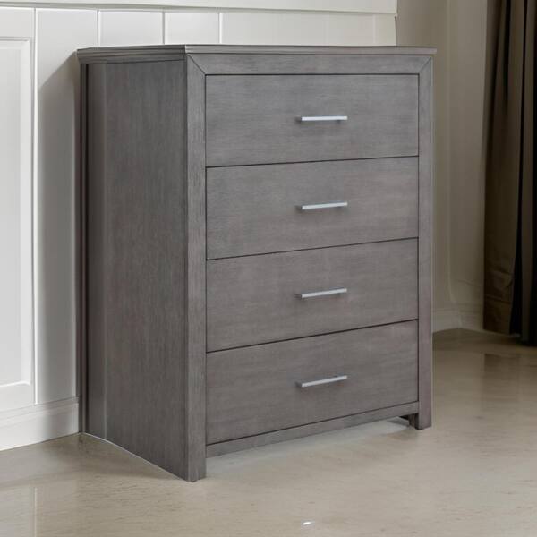 Benjara Gray and Silver 4-Drawers 31 in. Dresser Without Mirror ...
