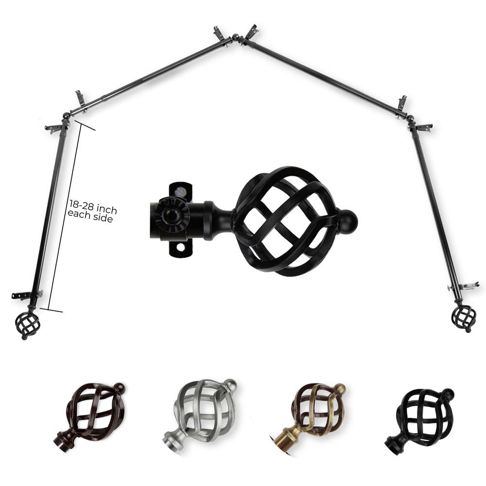 Rod Desyne 13/16" Twist 4-Sided Bay Window Curtain Rod (18-28 inch each ...