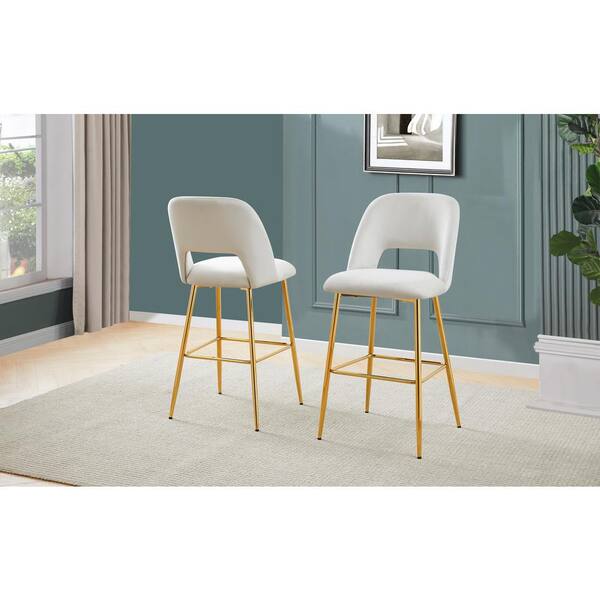 Best Quality Furniture Moy 29 in. Cream High Back Metal Frame Bar Stool ...