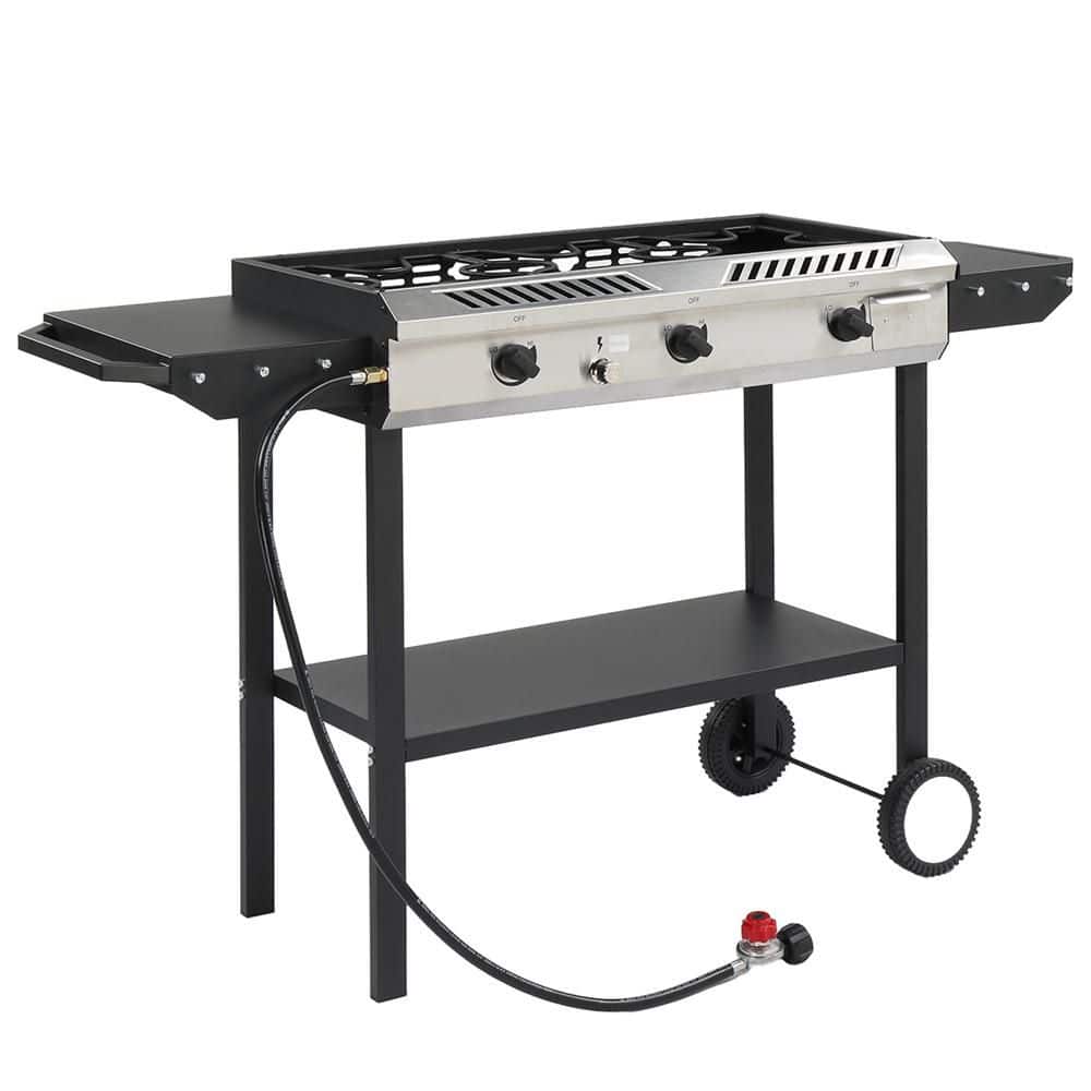 Karl home 225,000 BTU Portable Propane Gas 3-Burner Outdoor Cooker with ...