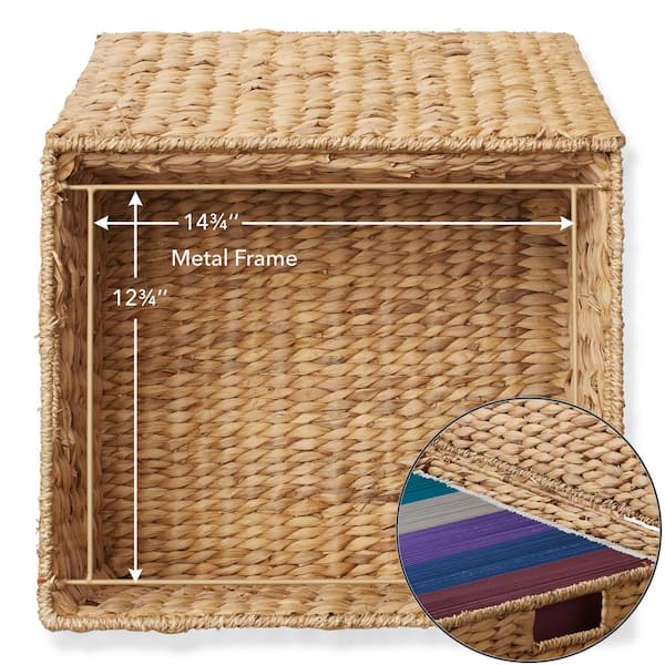 Casafield Rolling Filing Cabinet Water Hyacinth Hanging File Folder Organizer Home Office Storage Natural