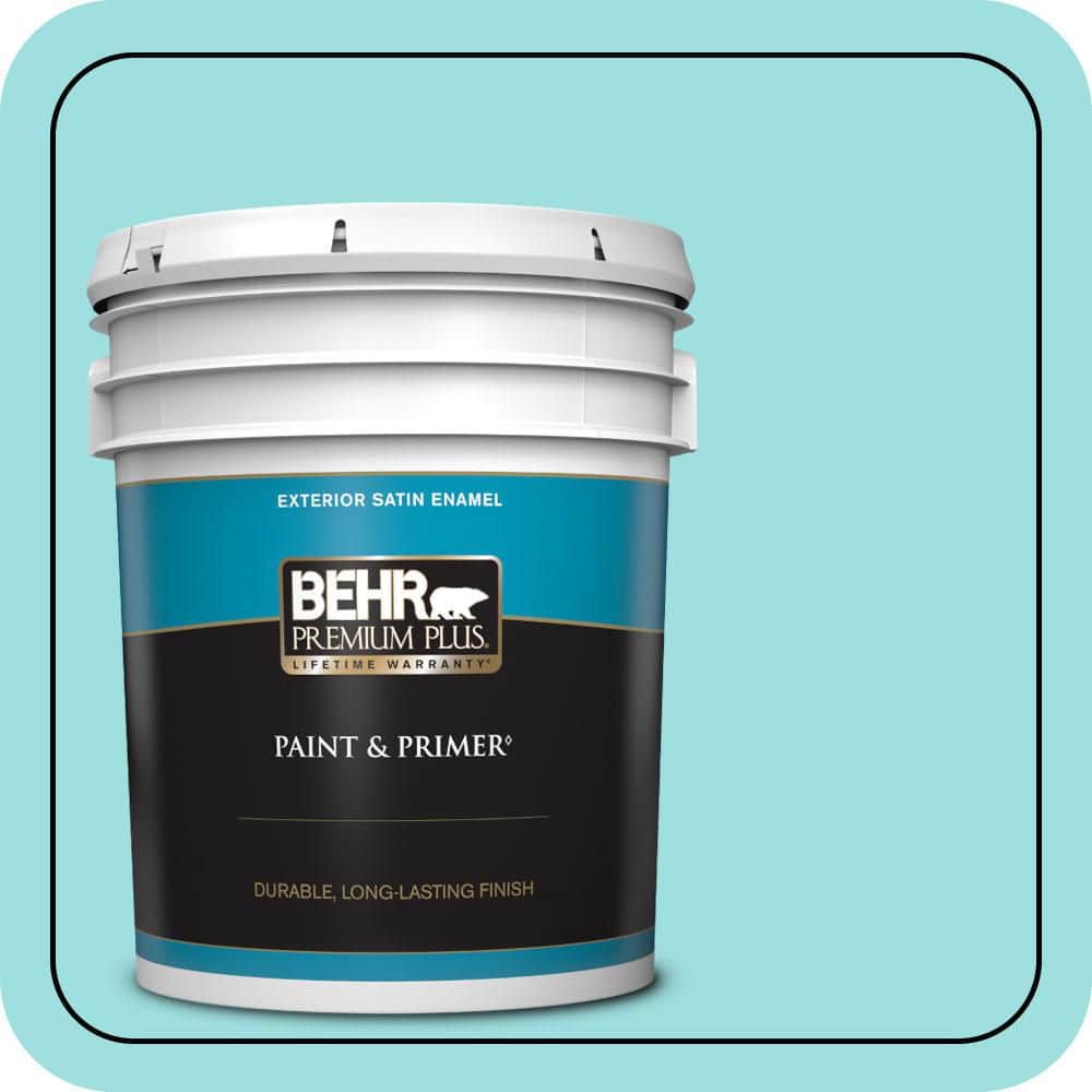 BEHR PREMIUM PLUS 5 gal. #P460-2 Tropical Waterfall Satin Enamel ...