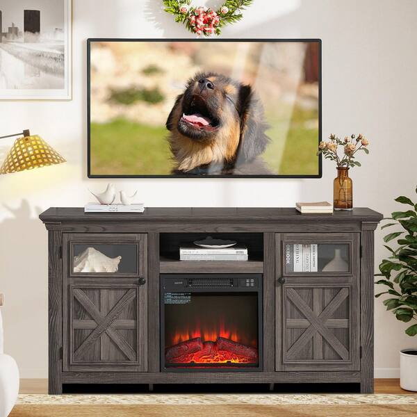 ToolCat 60 in. Freestanding Electric Fireplace TV Stand with 18 in ...