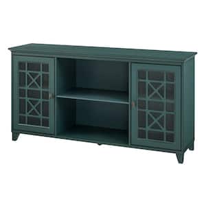 Zeus & Ruta 53 in. Dark Teal Buffet Cabinet Sideboard with 4-Doors and ...