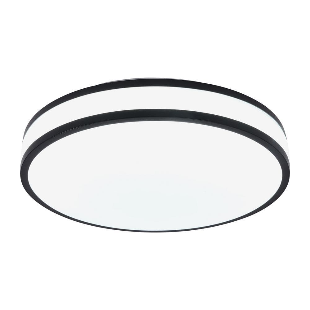 OUKANING 15 in. Black and White Modern Round Flush Mount Ceiling Light ...