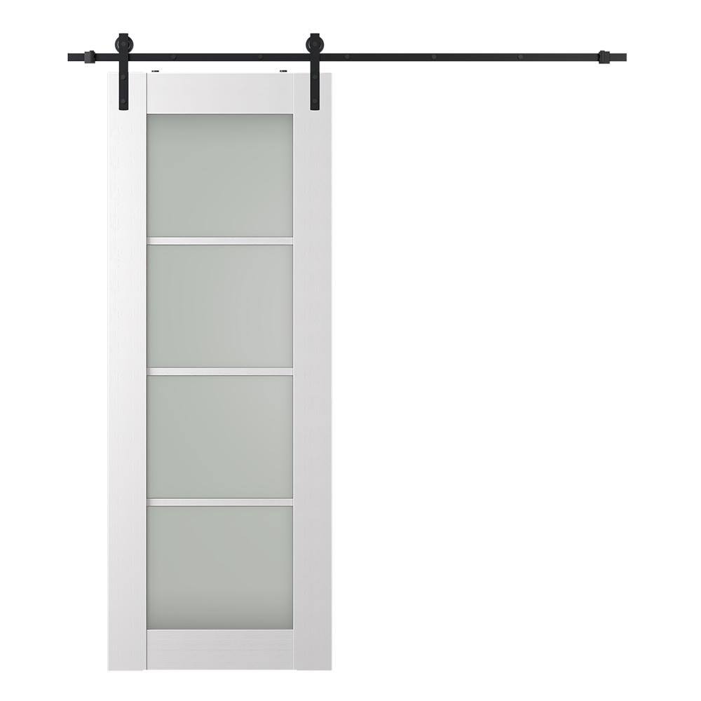 Belldinni Paola 24 in. x 96 in. 4-Lite Frosted Glass Bianco Noble Wood ...