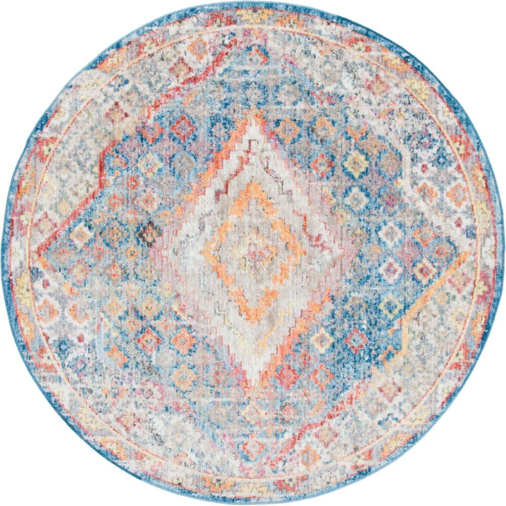 Unique Loom Brighton Dumbo Blue 6 ft. x 6 ft. Round Rug 3143148 - The ...