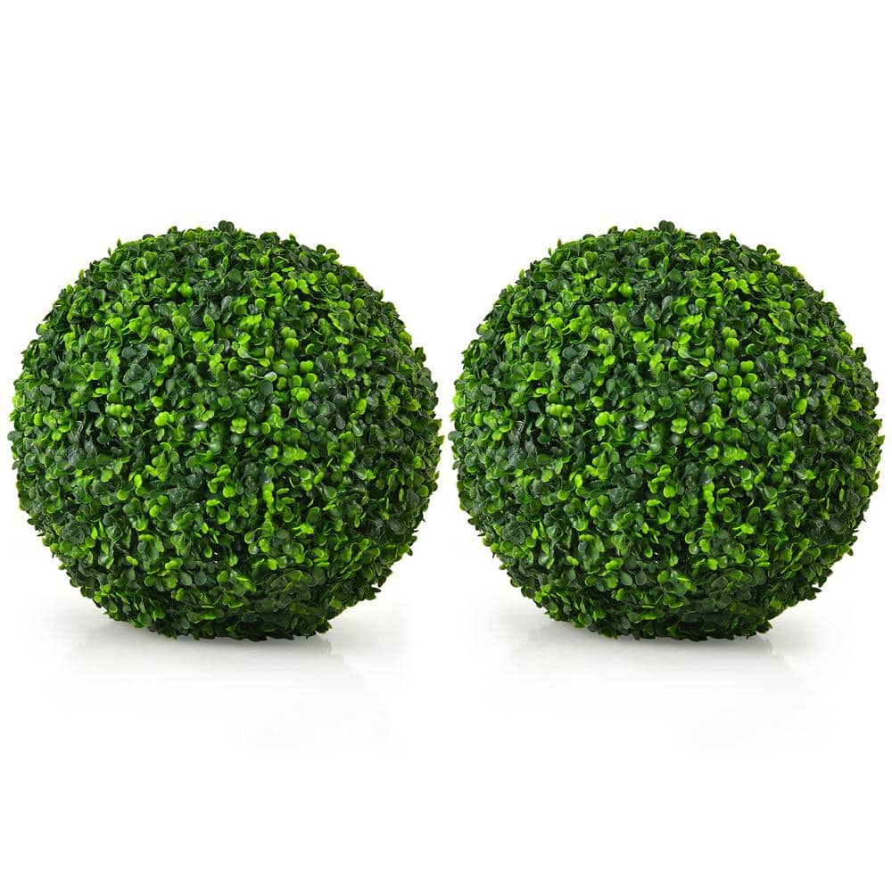 Mecale 2-Pieces 1.3 ft. Indoor Outdoor Decorative Artificial Boxwood ...