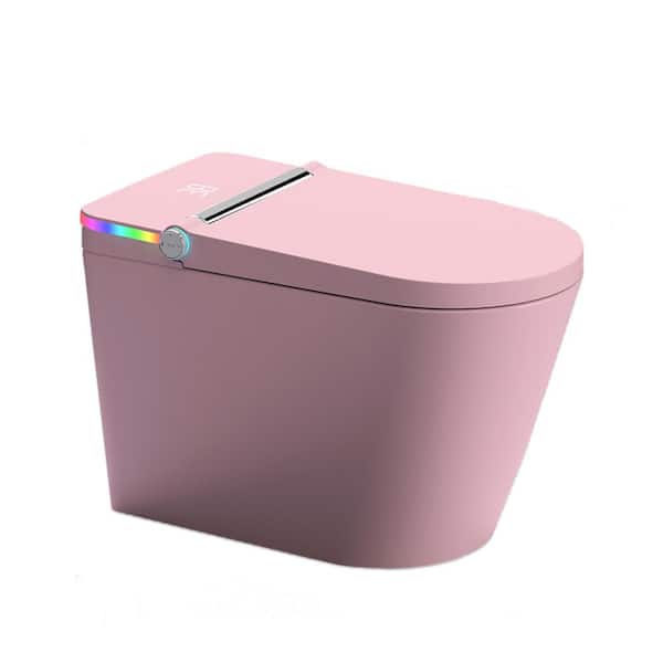 CATALINA 1.28GPF Auto Open Close Lid Elongated Bidet Toilet in Pink ...