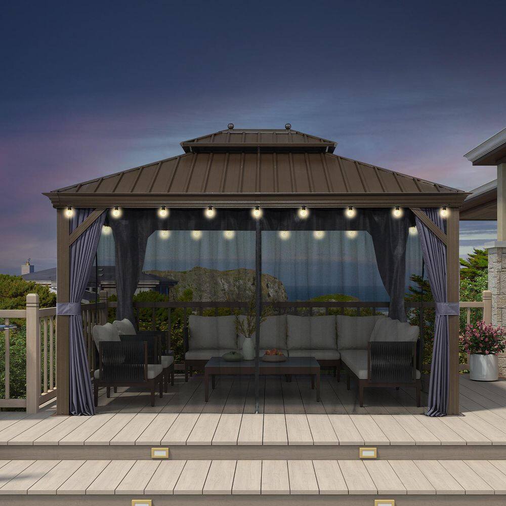 PURPLE LEAF 10 ft.x 14 ft.Bronze Patio Outdoor Gazebo for Backyard ...