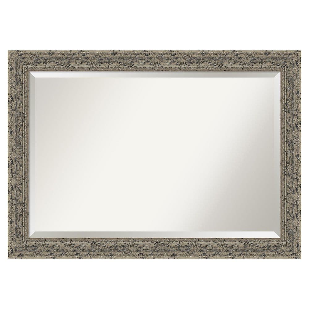 Amanti Art Attic Aged Silver 41.5 in. x 29.5 in. Beveled Traditional ...