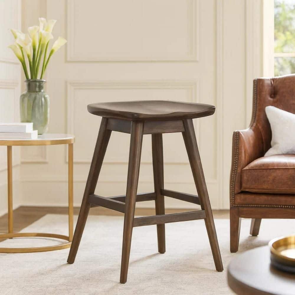 Benjara Ameri Brown Wood Frame Counter Height Stool (Set of 2) BM325356 ...
