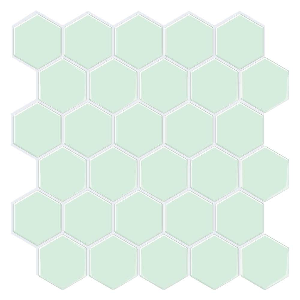 Tic Tac Tiles Thicker Hexagon Mint 12 in. x 12 in. PVC Peel and Stick ...