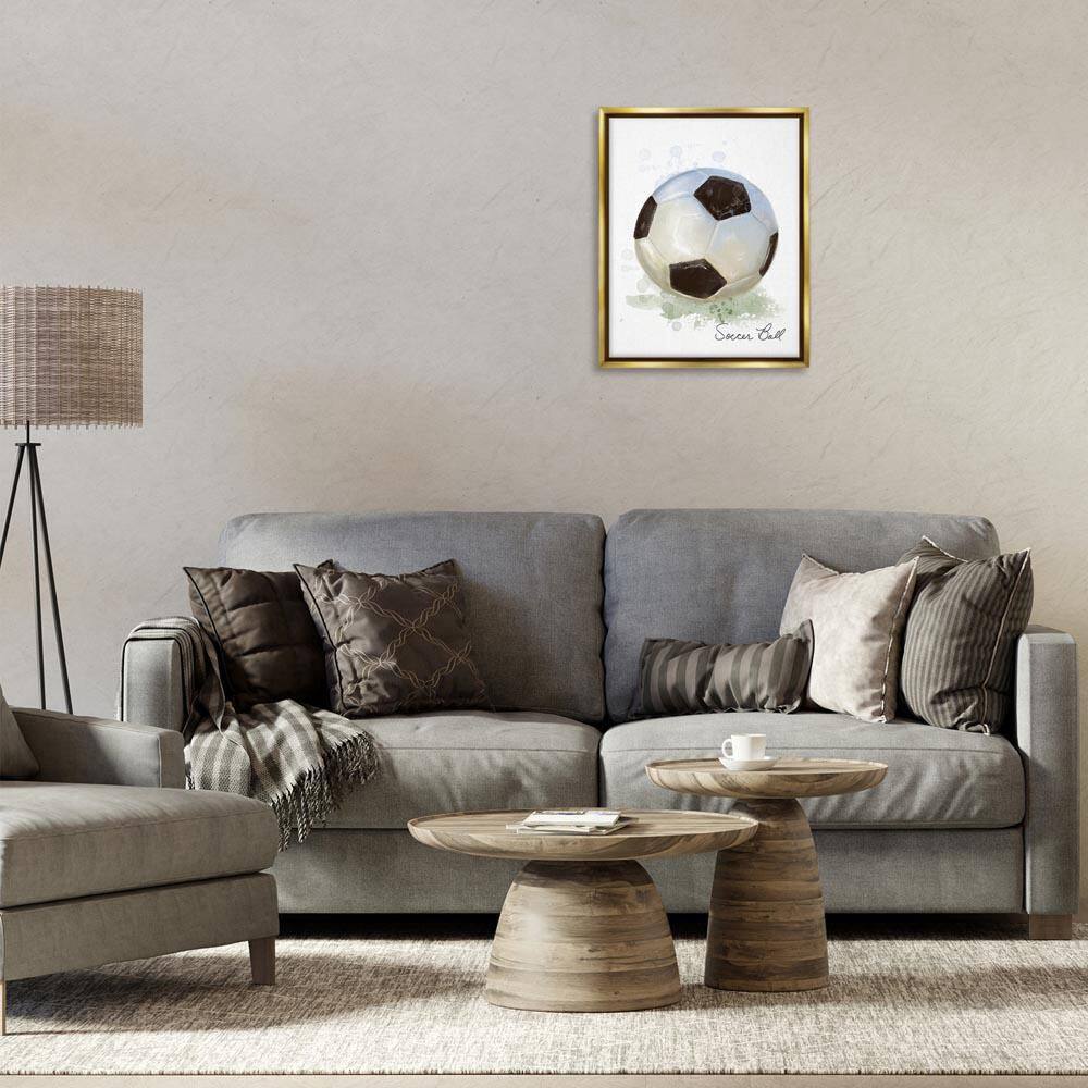 Stupell Industries Soft Pastel Soccer Ball by Matthew Piotrowicz Gold ...