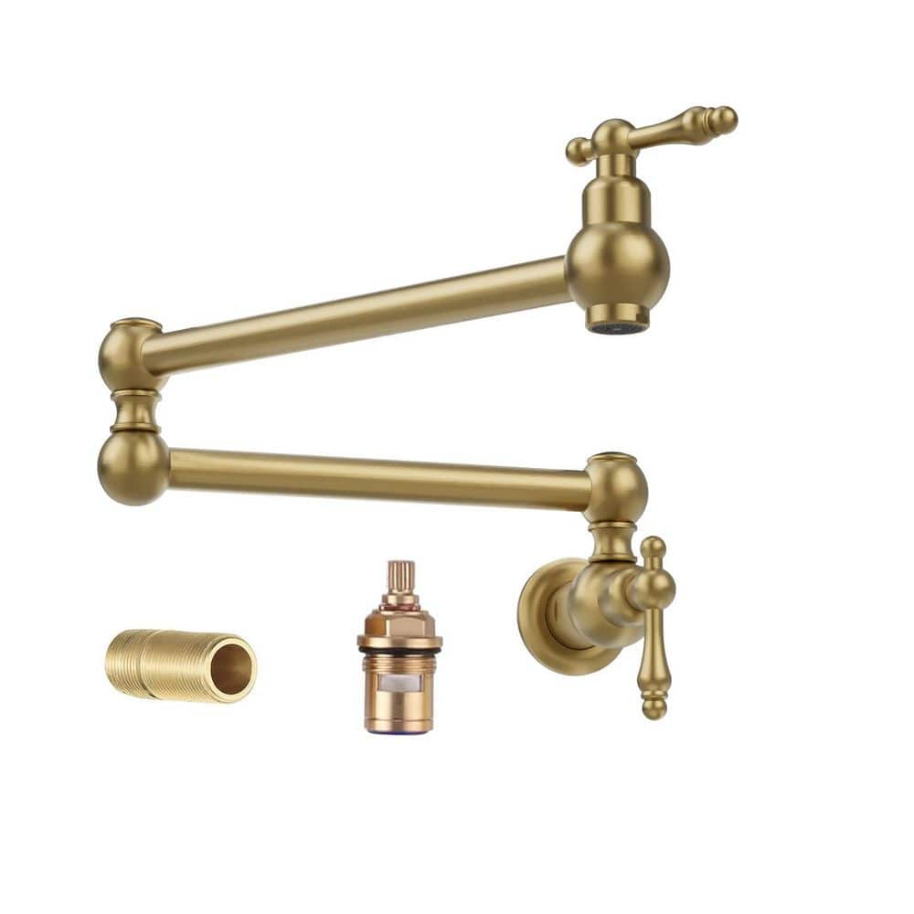 BWE Wall Mount Folding Faucet 2 Handle with Double Joint Swing Arms ...