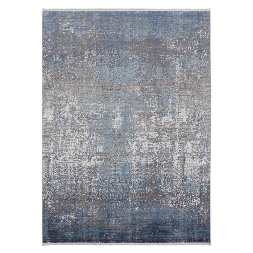 HomeRoots 2 ft. x 8 ft. Blue, Gray Abstract Area Rug 2000512134 - The ...