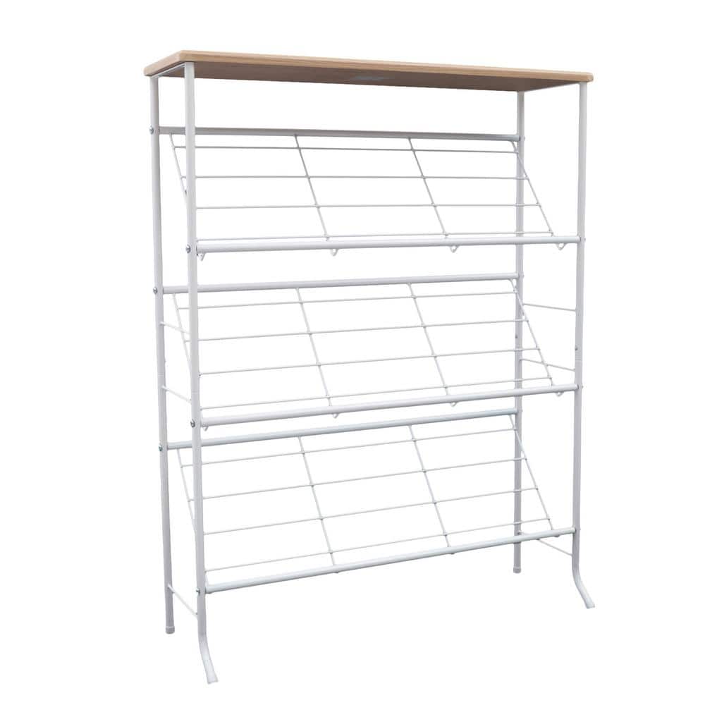 YIYIBYUS 35 in. H x 27.3 in. W 9-Pair 4-Tire White Anti-rust Metal Shoe ...