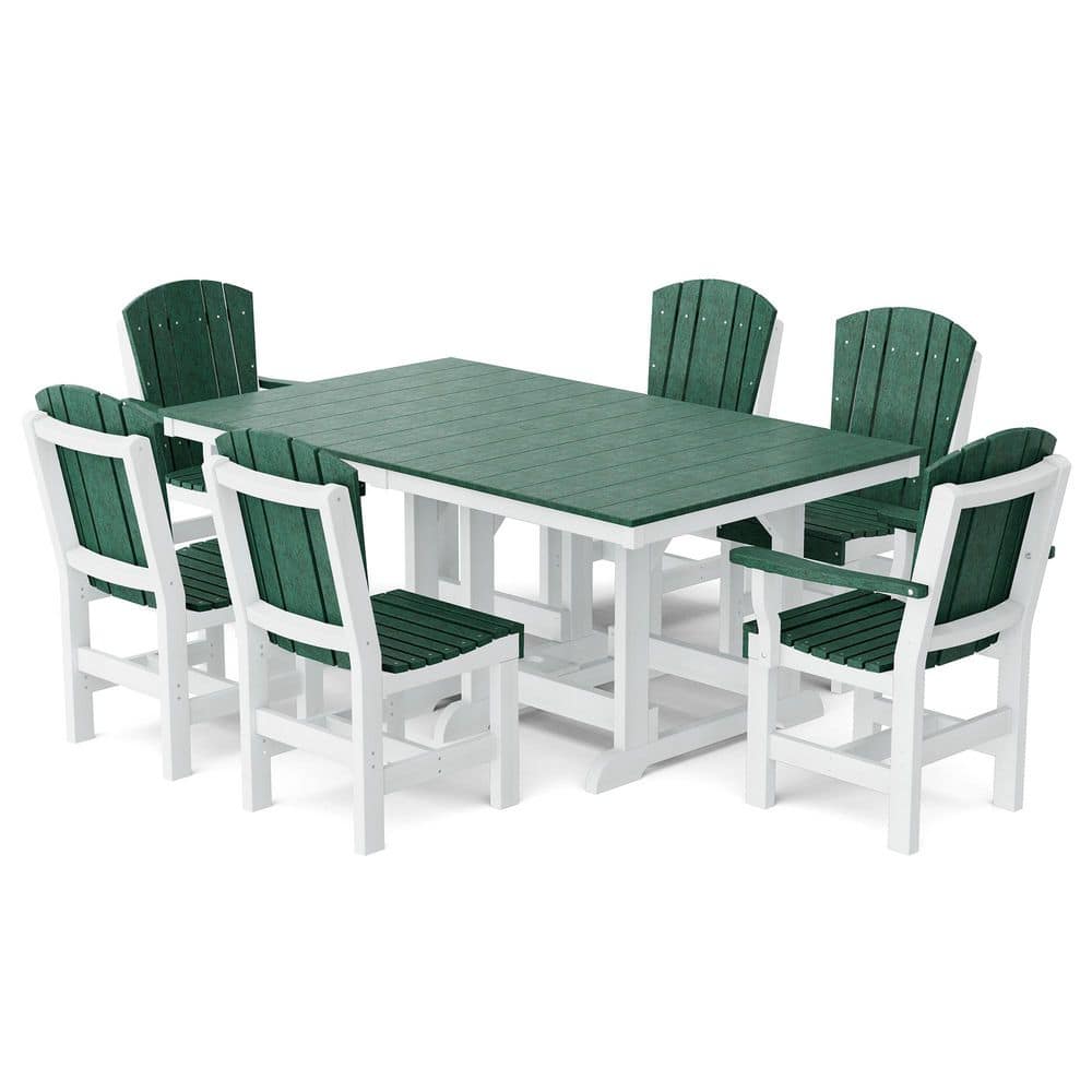 Wildridge Heritage 7-Piece Turf Green and White HDPE Plastic Outdoor ...