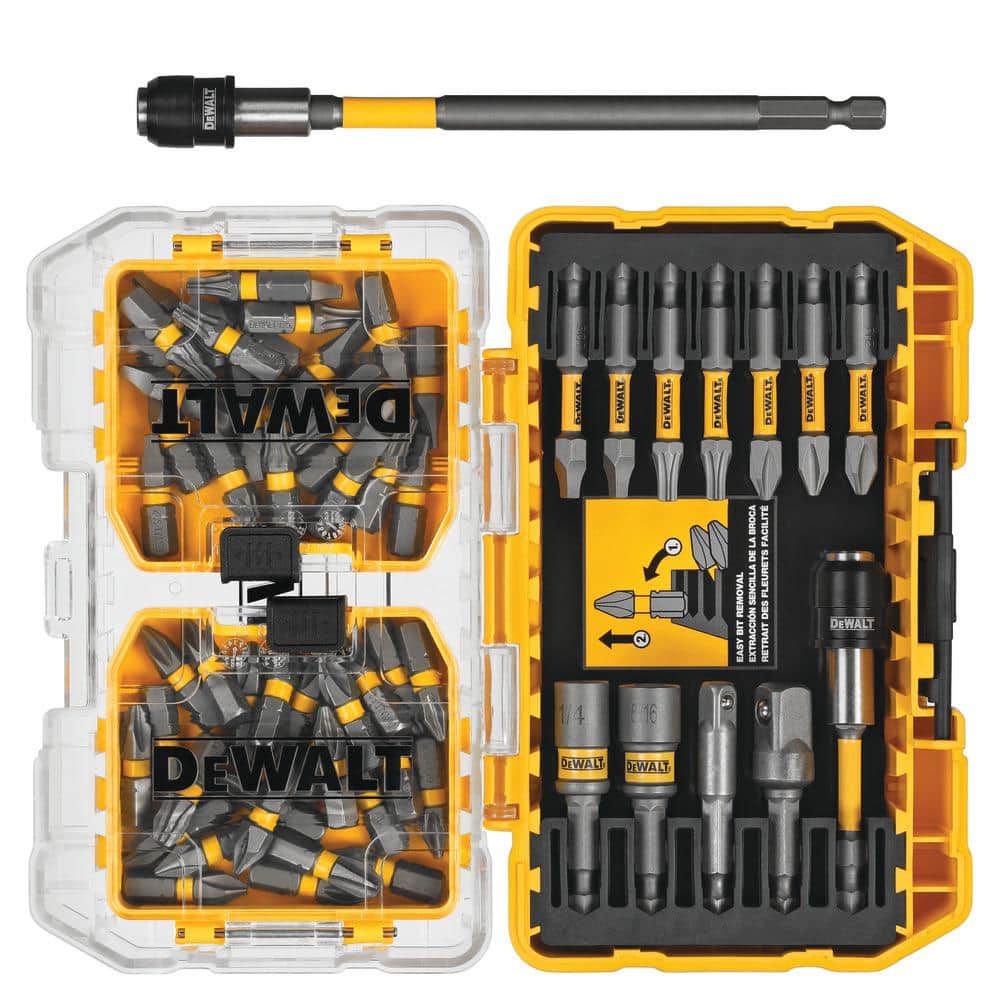 DEWALT Maxfit Ultra 1/4 in. Hex Steel Screwdriving Bit Set (60-Piece ...