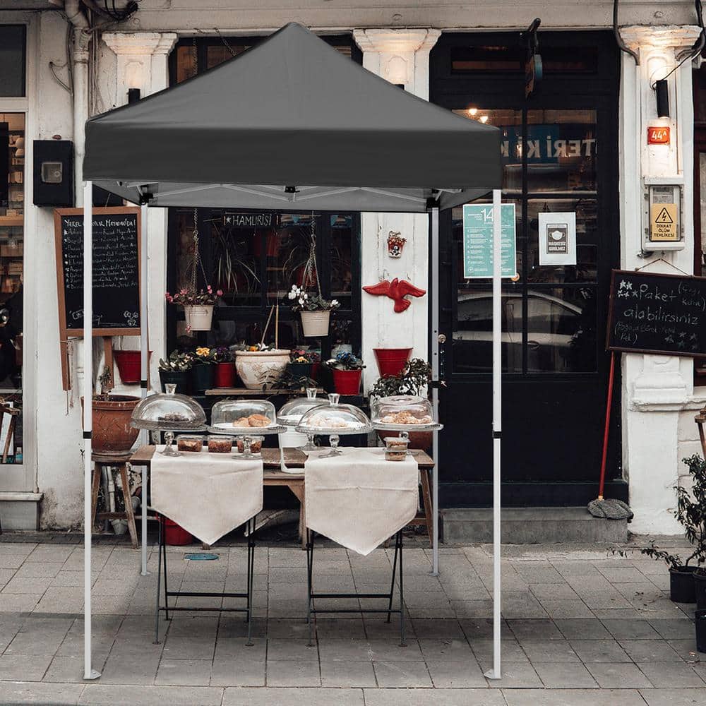 COOS BAY 5 ft. x 5 ft. Gray Portable Instant Pop Up Canopy with Carry ...