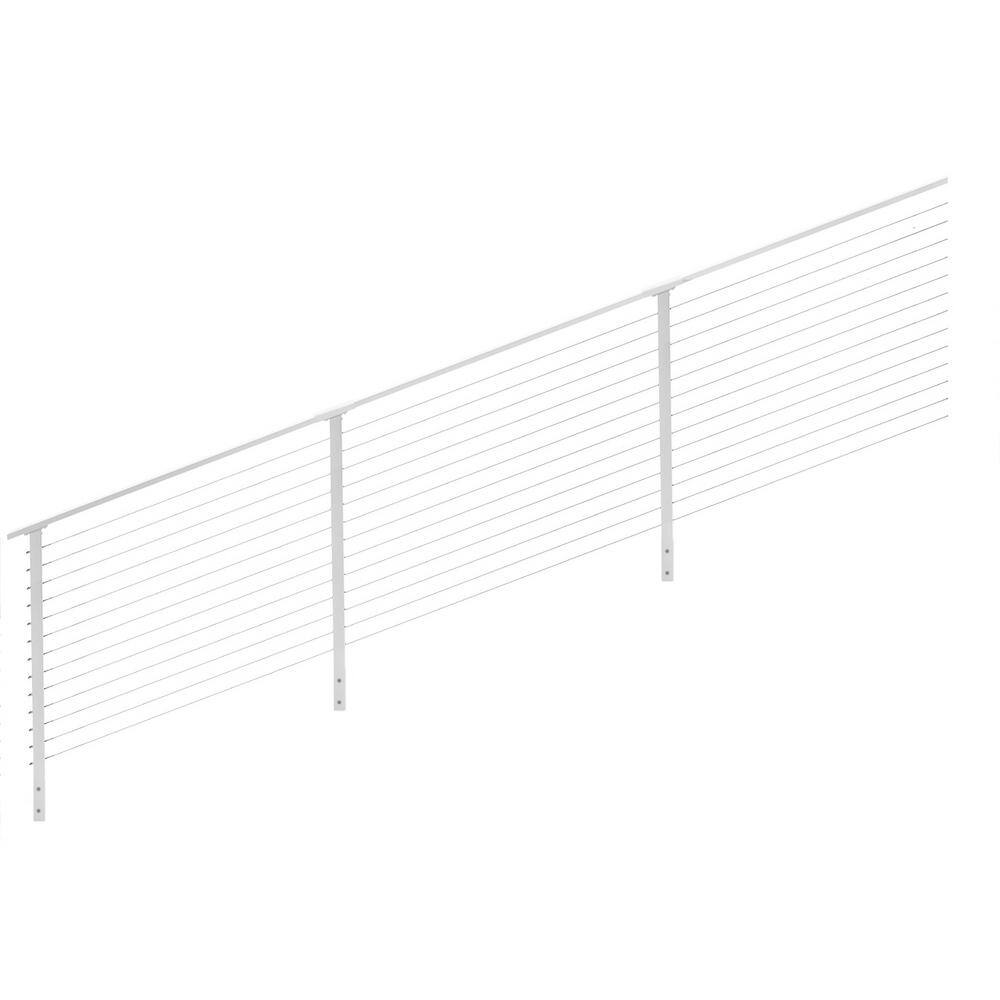CityPost 26 ft. White Stair Cable Railing 42 in. Face Mount CP-26-W-S-F ...