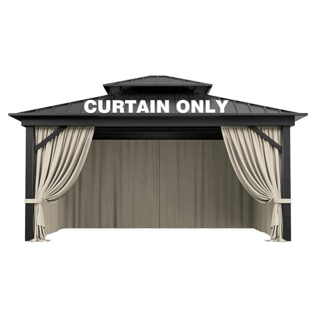 WNP 12 ft. x 14 ft. Universal Outdoor Privacy Curtains, Gazebo Curtain Replacement with Zipper ...