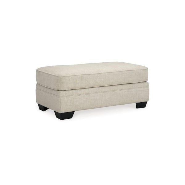 Benjara Zen Linen Beige and Black Polyester Rectangle Accent Ottoman ...