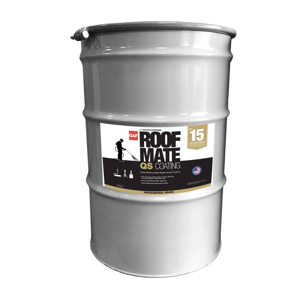 GAF Roof Mate QS 55 Gal. (54 Gal. Net) White Quick Set Acrylic ...