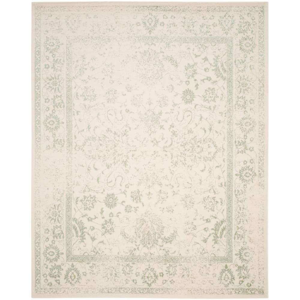 SAFAVIEH Adirondack 9 ft. x 12 ft. Ivory/Sage Border Distressed Area ...