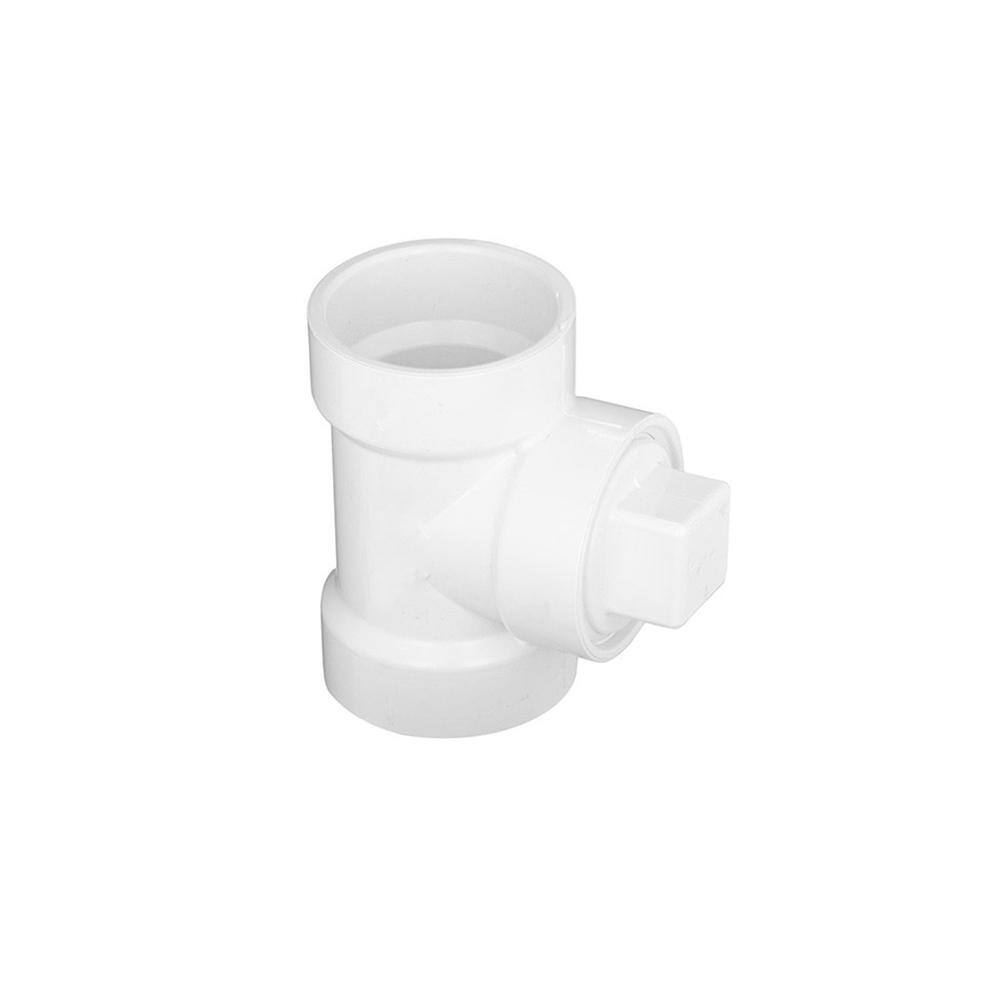 VPC 2 in. PVC DWV Hub x Hub x FPT Cleanout Tee with Plug Fitting 34 ...