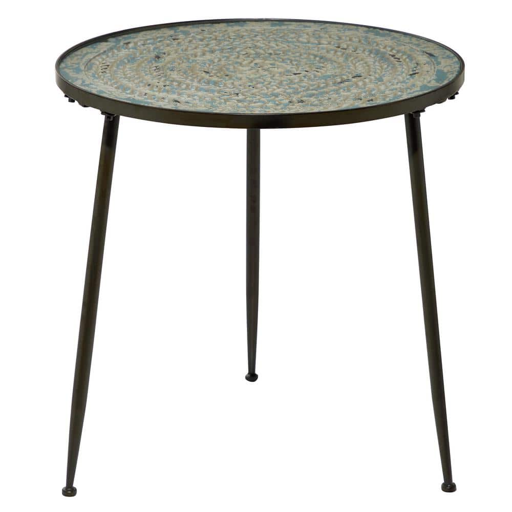 Litton Lane Black Metal Vintage Accent Table 92158 - The Home Depot