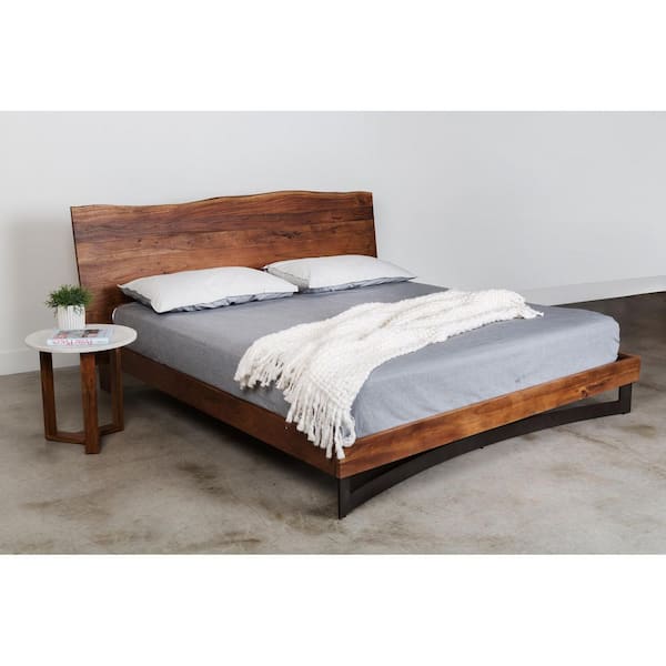 NADAAL STUDIOS Ellis Brown Solid Acacia Frame King Platform Bed with ...