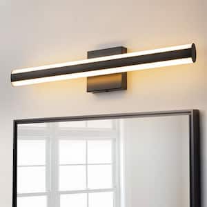 RRTYO Cyma 23.6 in. 2-Light Modern Black Minimalist Linear Cylinder ...