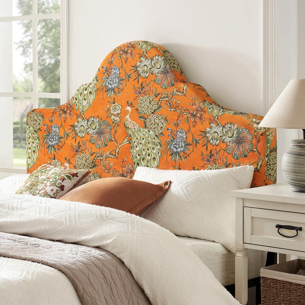 JAYDEN CREATION Eresa Orange Red Queen Traditional Style Upholstered ...
