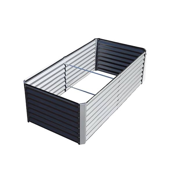 6 ft. L x 3 ft. W x 2 ft. H Silver Steel Planter Box for Gardening CJ ...