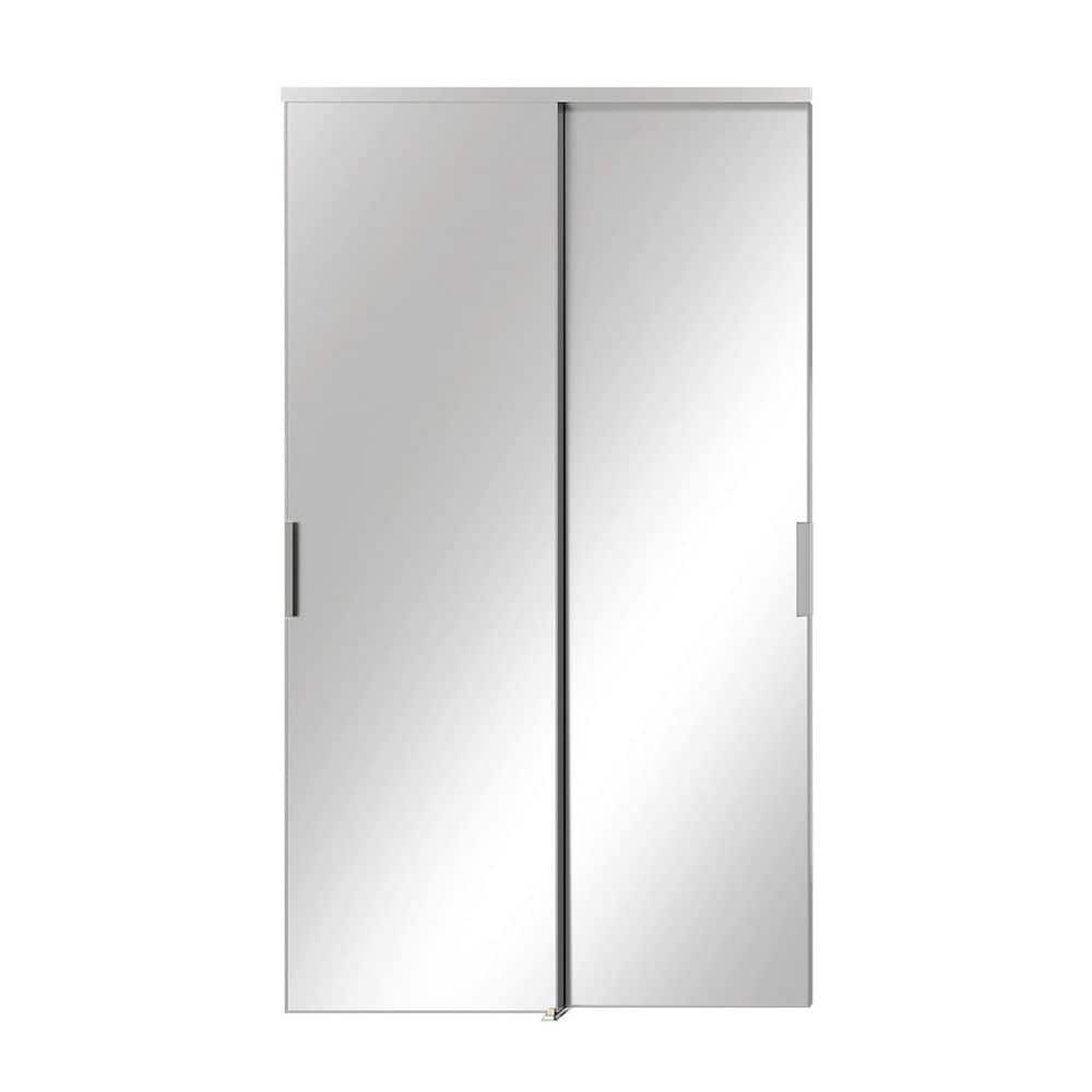 BH BARNER HOME 48in. x 80in. Full Lite, MDF, Silver, Mirrored Glass ...