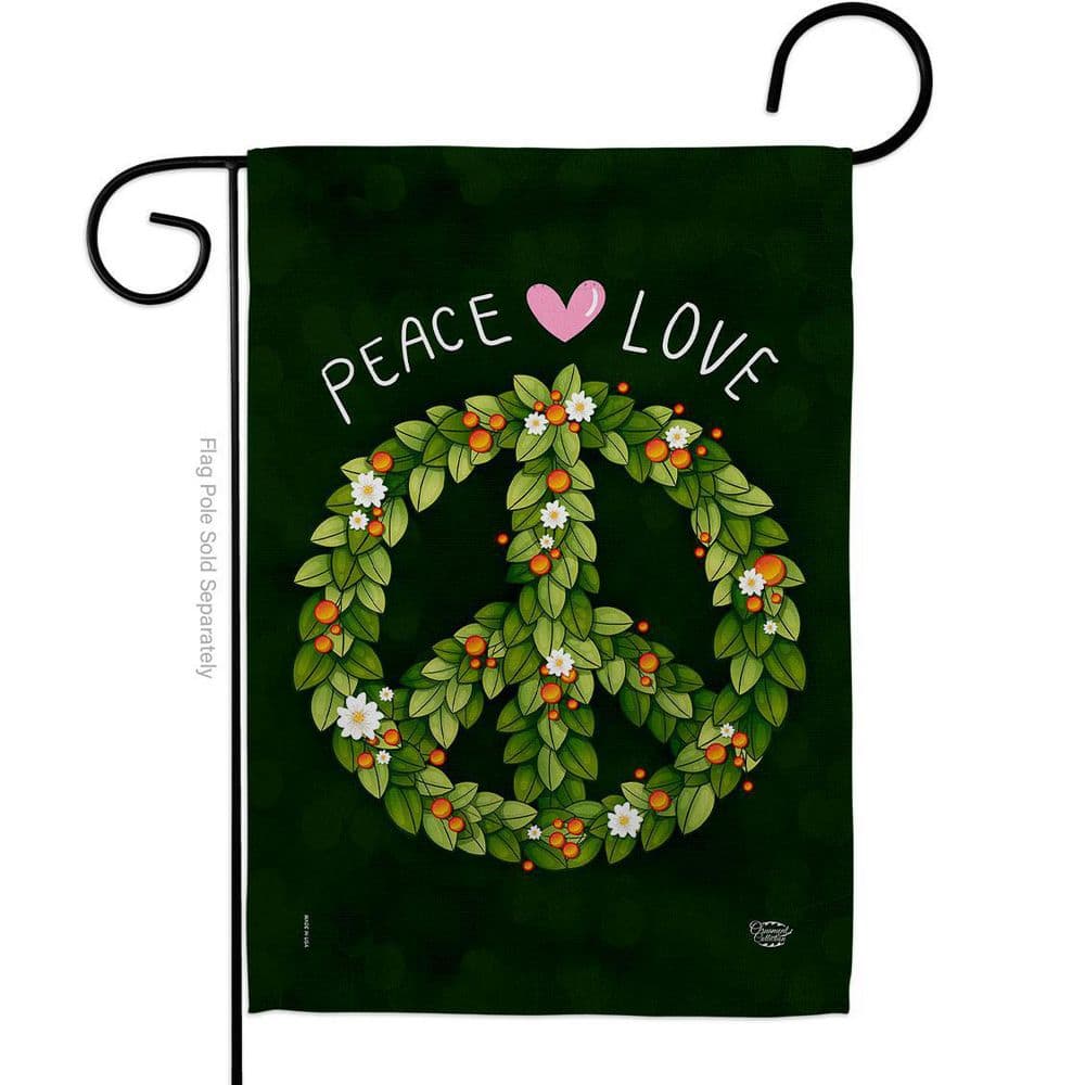Ornament Collection 13 in. x 18.5 in. Peace Love Garden Flag Double ...