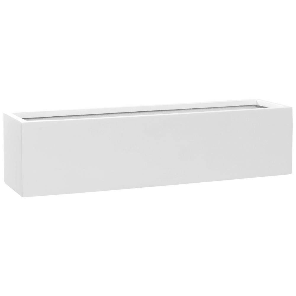 PotteryPots Essential Balcony Extra Large 32 in. Mat White Fiberstone ...