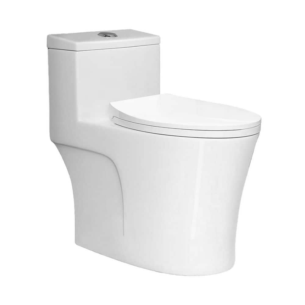 AKDY 12 in. Rough In 1-Piece 1.1/1.6 GPF Dual Flush Compact Round ...