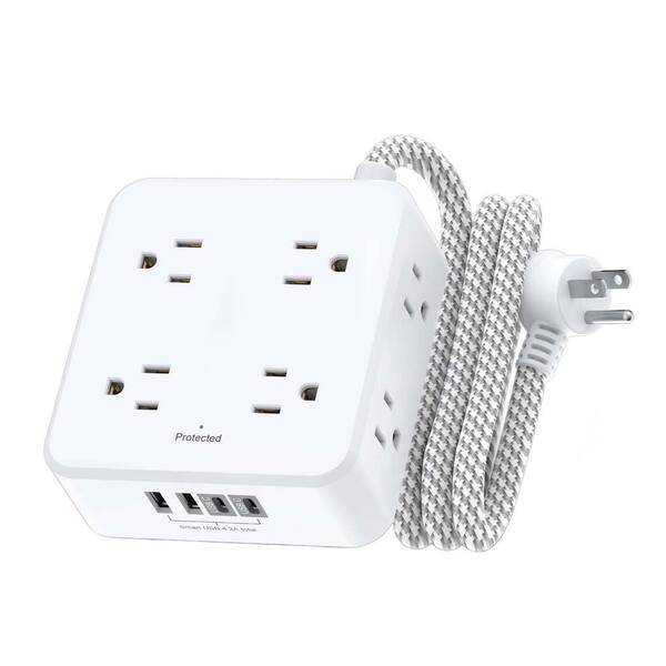 CyberPower 4 ft. 3-Outlet Surge Protector with 3 USB-C Ports and Cord ...