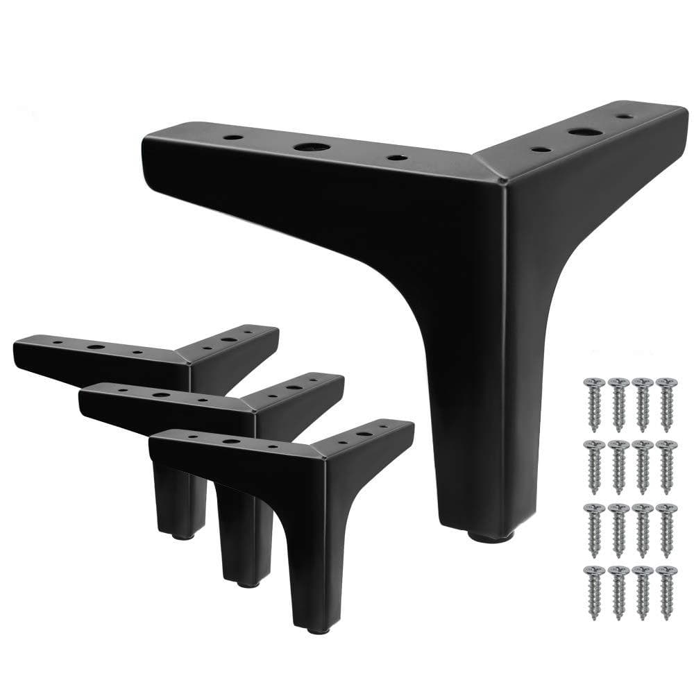 Angel Sar 5 in. Black Metal Matte Black Triangle Legs for Table ...