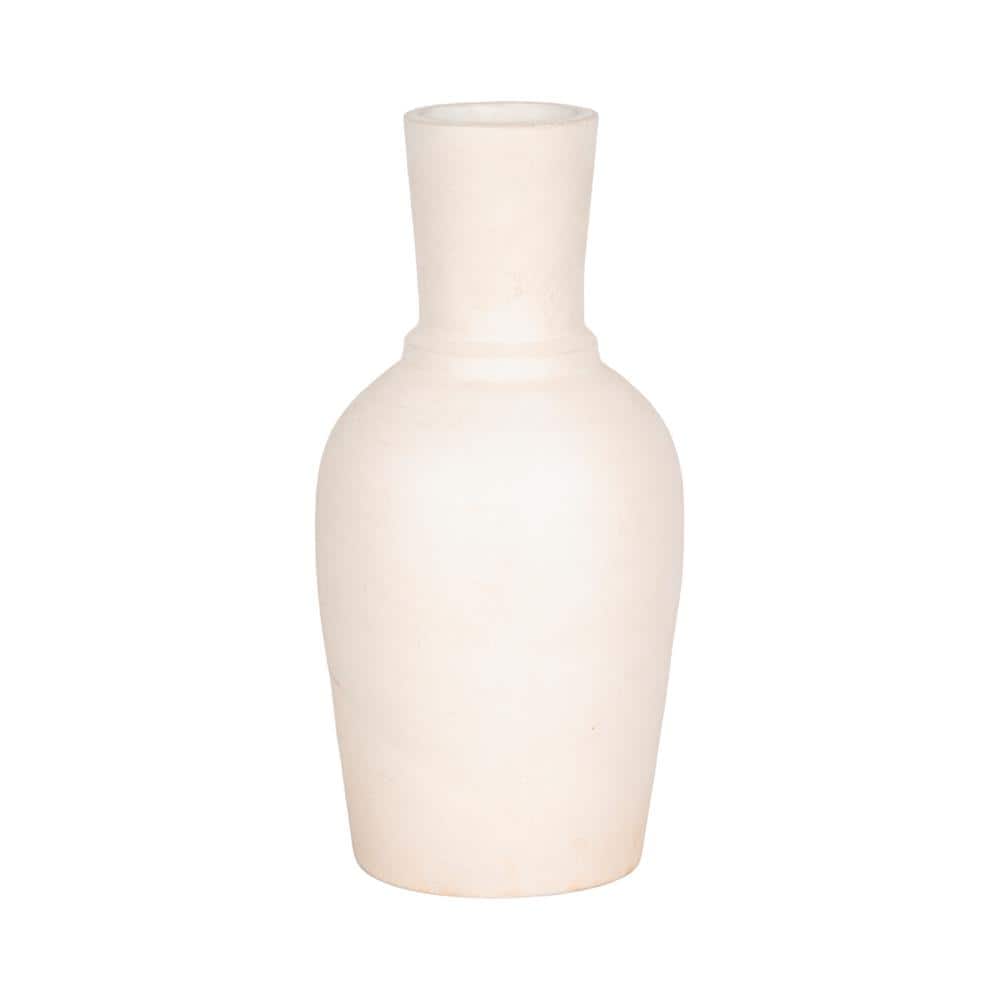 Liv & Skye 16 in. Ivory Pottery Round Decorative Vase 20754-02 - The ...