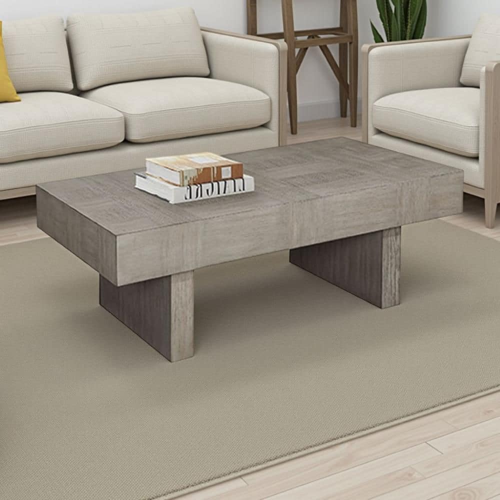 Benjara Lezy 26 in. Grey Rectangle Shape Wood Coffee Table BM336417 ...