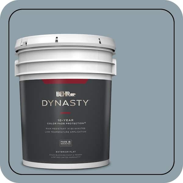 BEHR DYNASTY 5 Gal. #N480-4A Dusty Denim Flat Exterior Stain-Blocking ...
