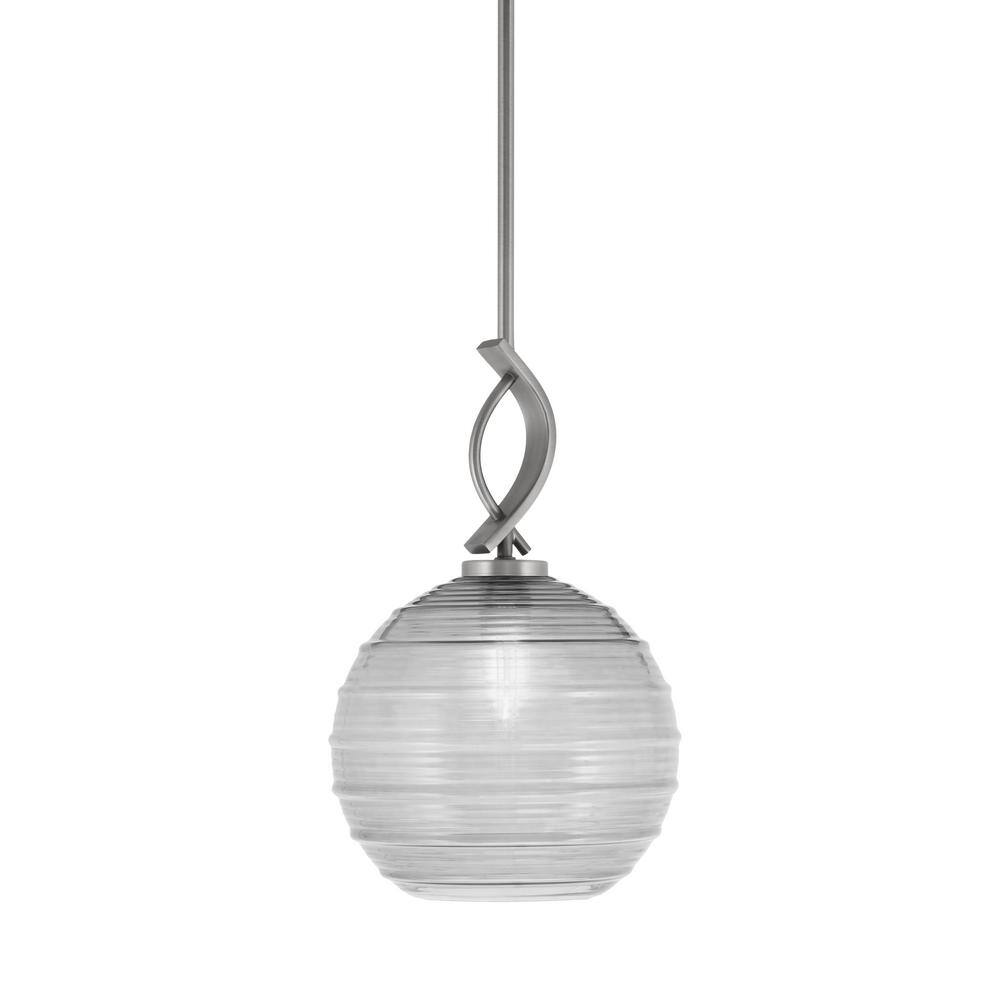Olympia 100-Watt 1-Light Graphite Shaded Mini Pendant Light width Glass ...