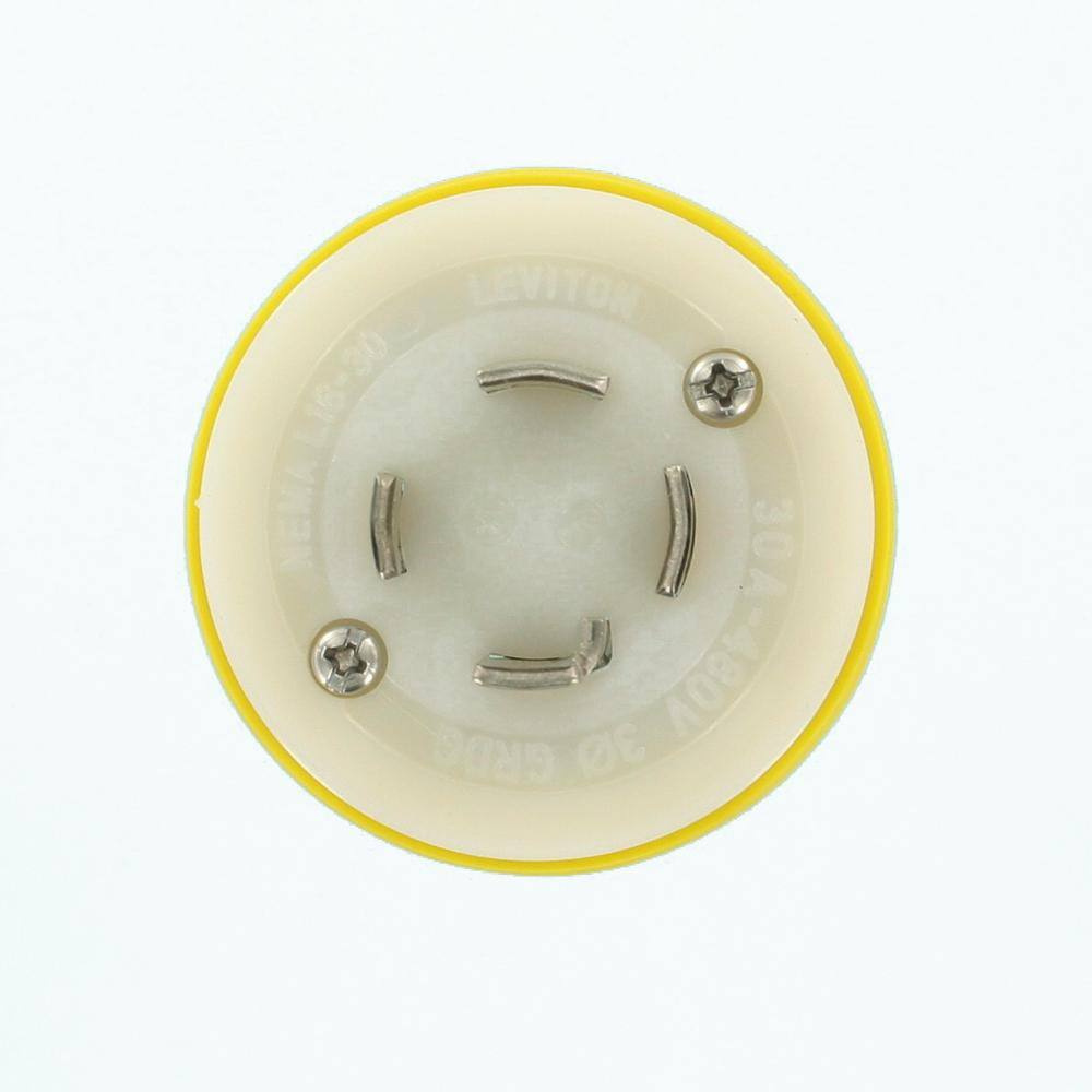 Leviton 30 Amp 480-Volt 3-Phase Wetguard Locking Grounding Plug, Yellow ...